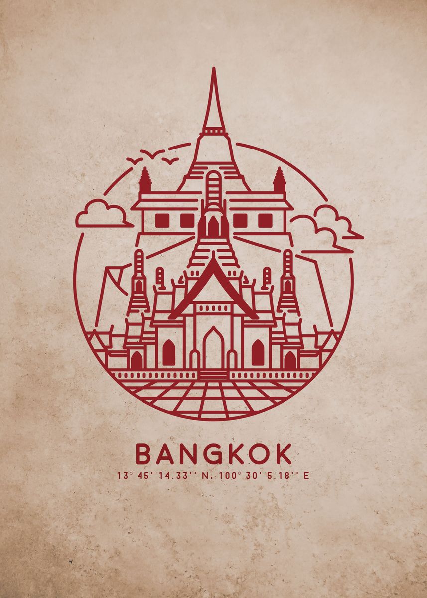'Bangkok Line Art' Poster, picture, metal print, paint by Oriza ...