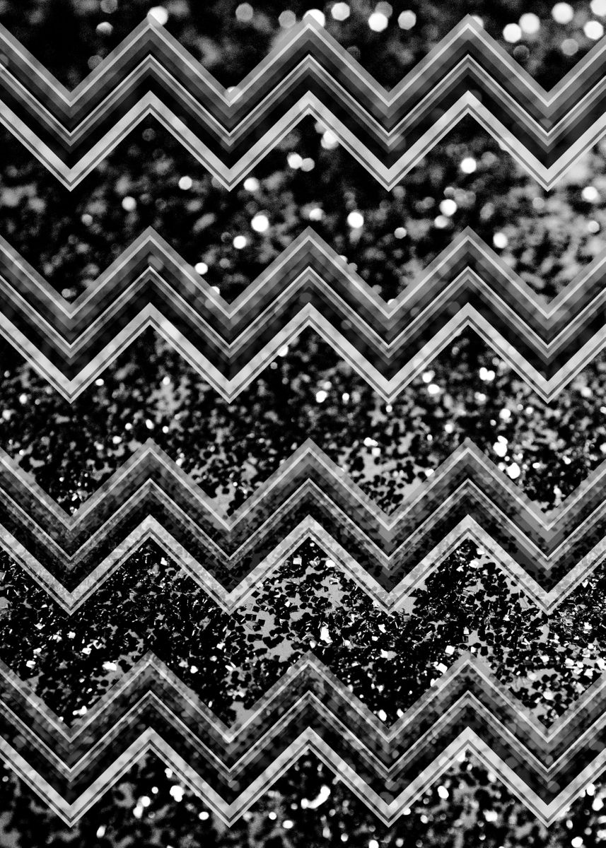 'Black Glitter Chevron 1' Poster, picture, metal print, paint by Anita ...