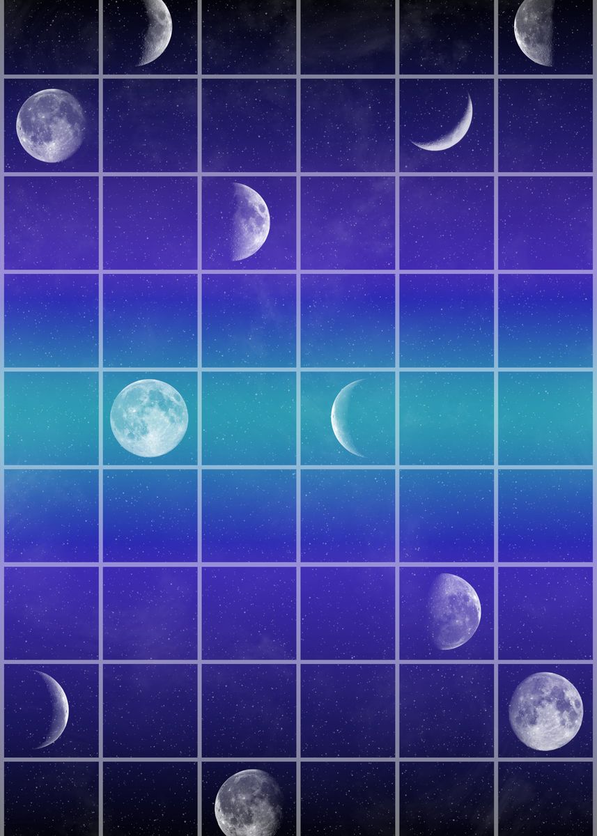 'geometric moon' Poster, picture, metal print, paint by wtsl | Displate