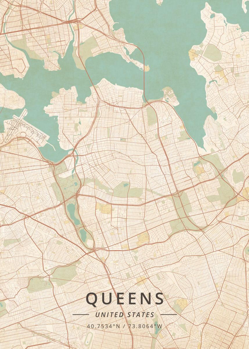 'Queens United States' Poster by Designer Map Art | Displate