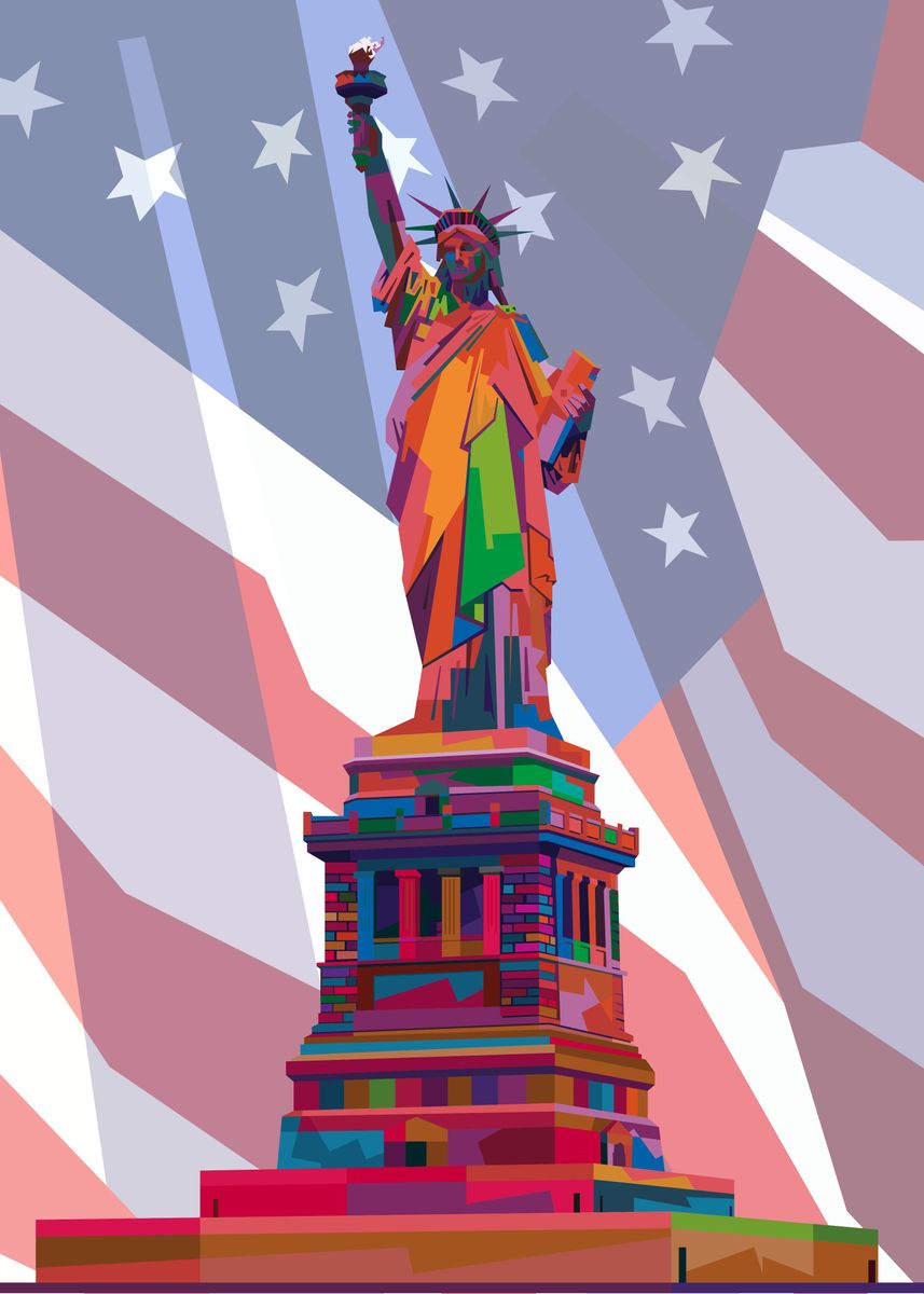 'Liberty Statue in Pop Art' Poster by Yusuf Dedi Wijaya | Displate