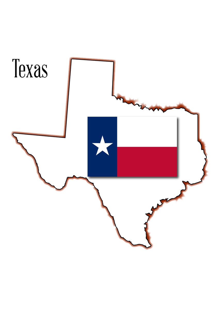 'Texas Map and Flag' Poster, picture, metal print, paint by HomeStead ...