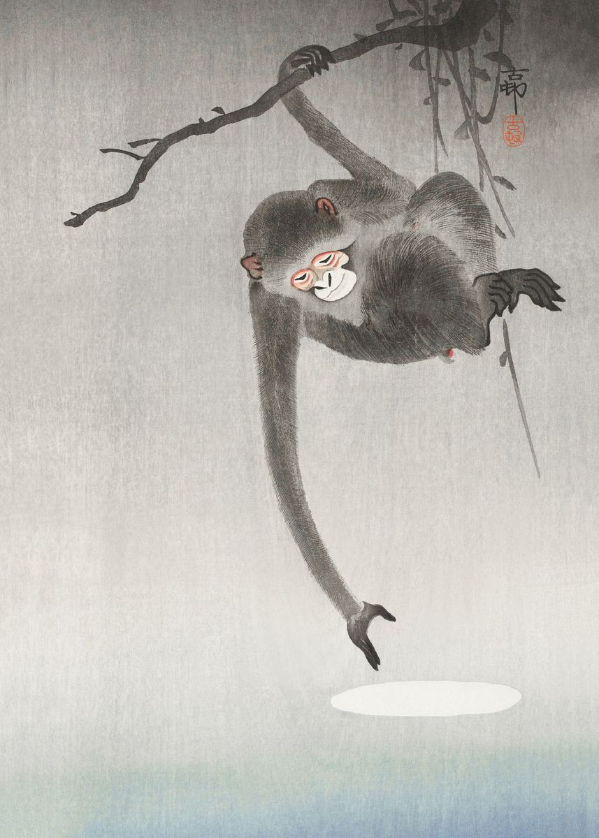 'Monkey and the Moon print' Poster, picture, metal print, paint by ...