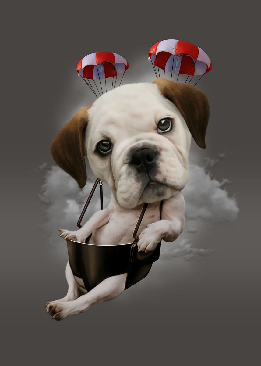 'PARACHUTE DOG' Poster, picture, metal print, paint by adamlawless ...
