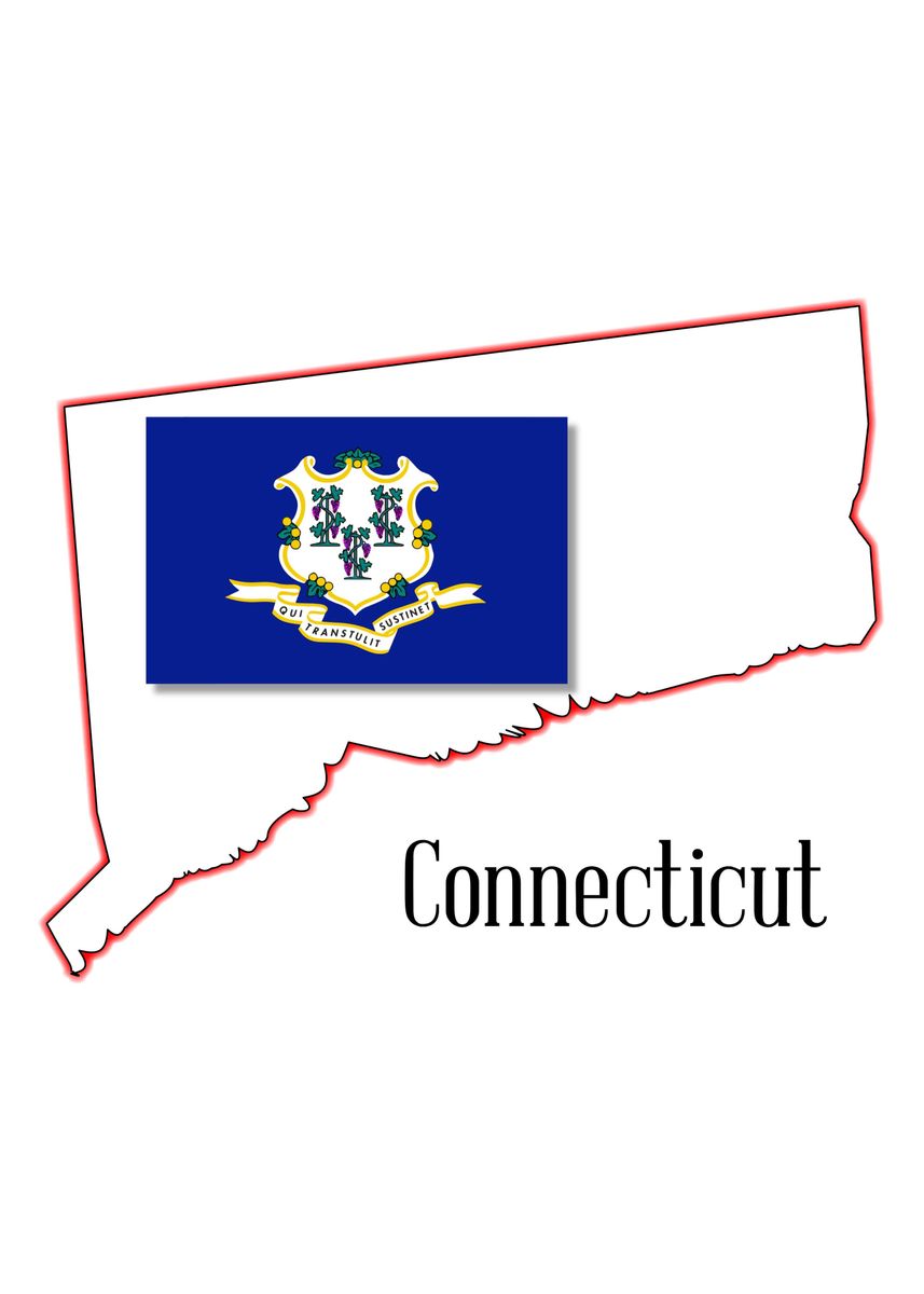 'Connecticut State Map ' Poster, picture, metal print, paint by ...
