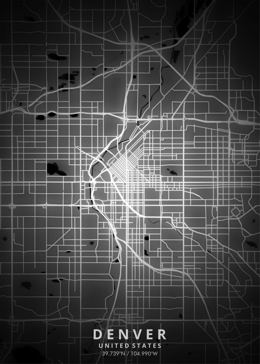 'Denver Map Posters' Poster, picture, metal print, paint by Merah ...