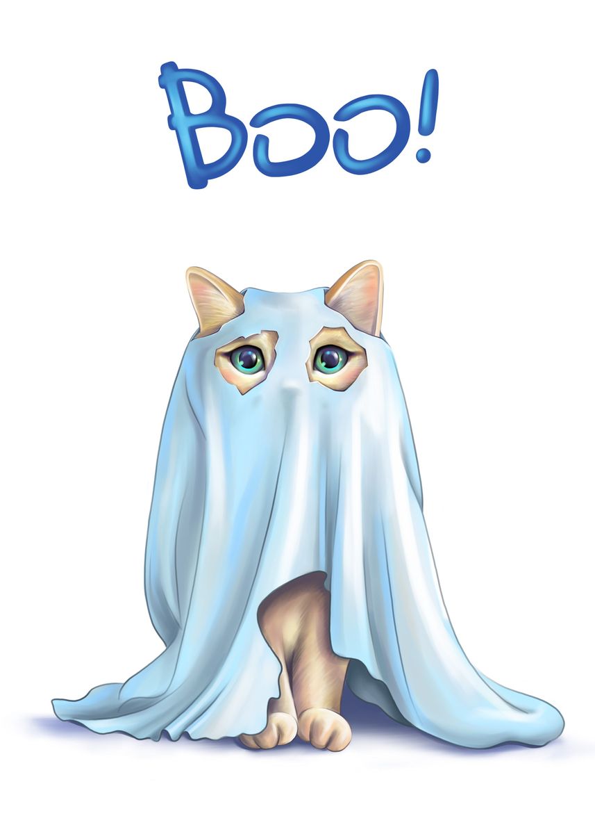 'Cat ghost' Poster, picture, metal print, paint by Nataliia Zakharova ...