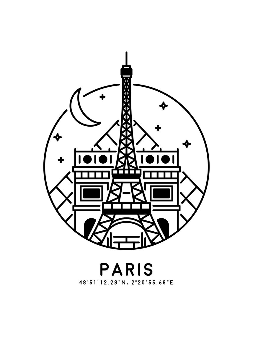 'Paris Line Art' Poster, picture, metal print, paint by Oriza Creativa | Displate