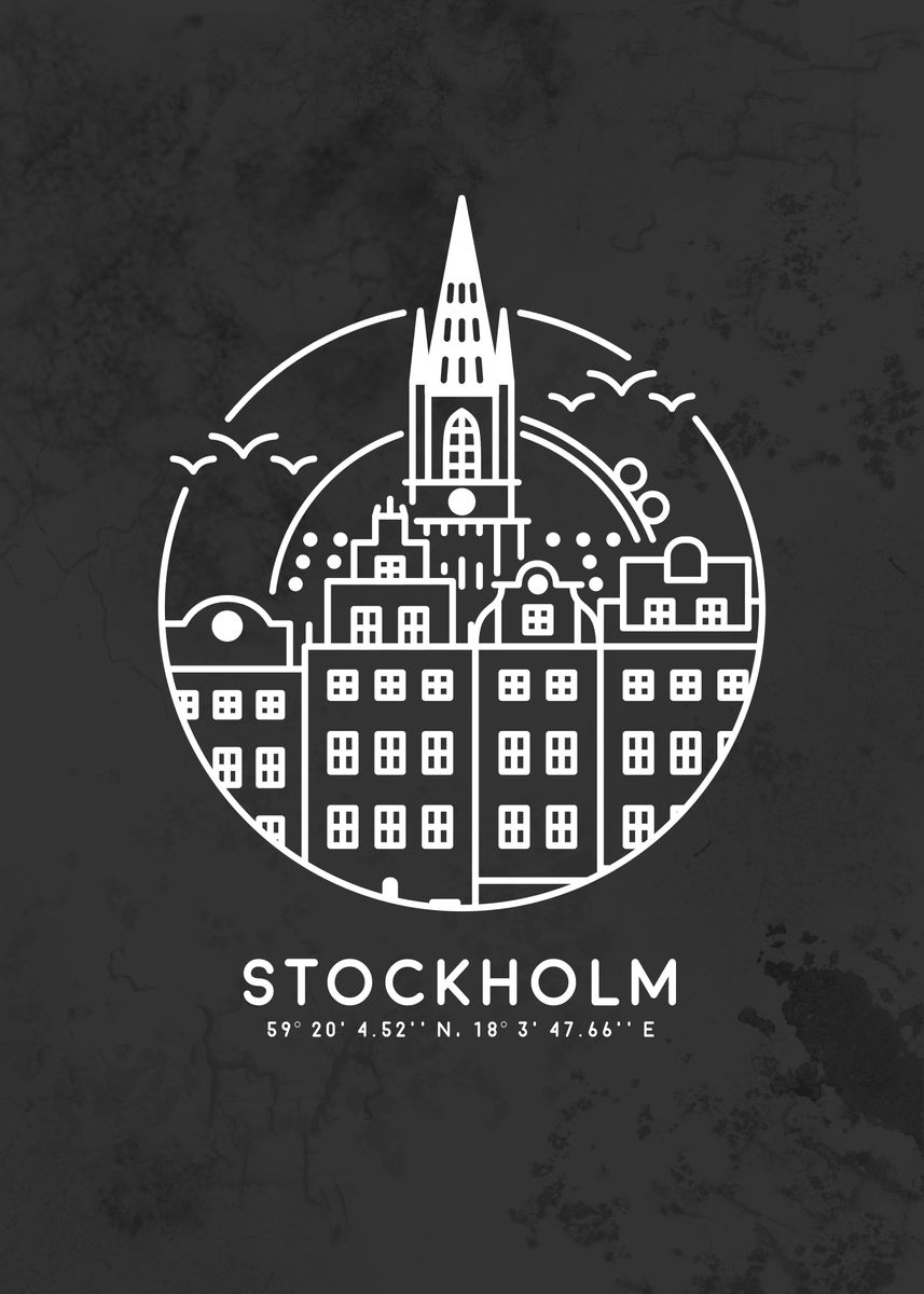 'Stockholm Line Art' Poster, picture, metal print, paint by Oriza Creativa | Displate