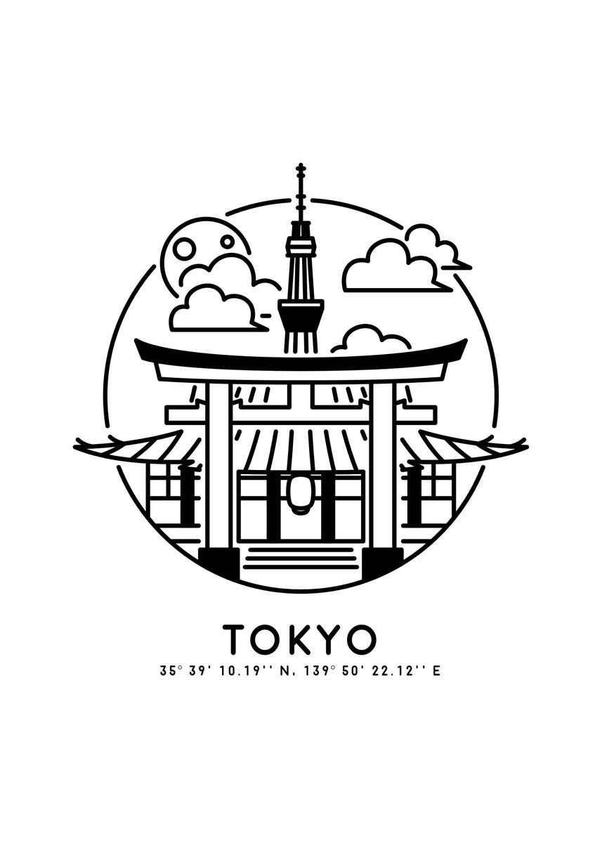 'Tokyo Line Art' Poster, picture, metal print, paint by Oriza Creativa ...