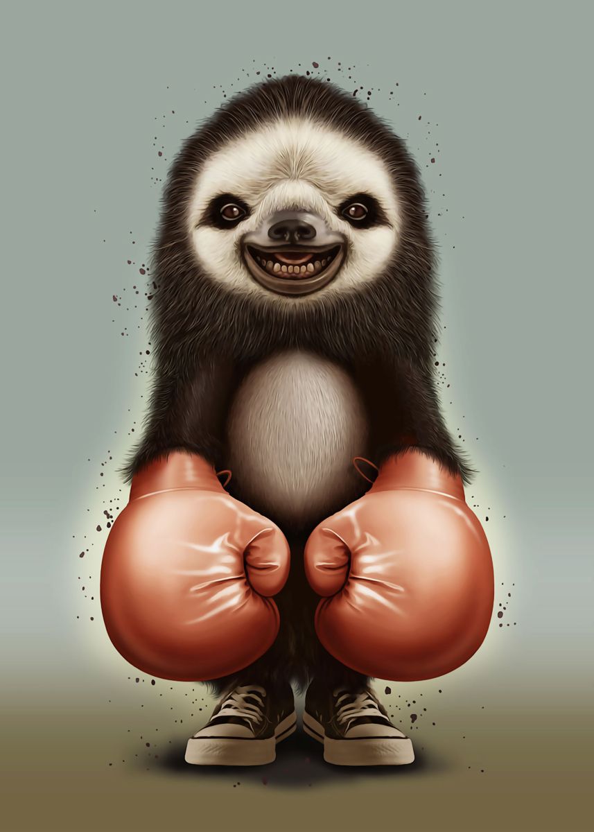 'THE BOXING SLOTH' Poster, picture, metal print, paint by adamlawless ...