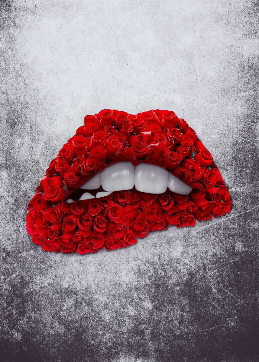 'Rose Lips' Poster, picture, metal print, paint by max salkov | Displate