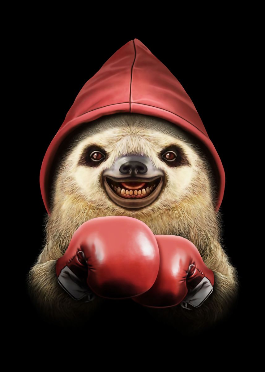 'BOXING SLOTH' Poster, picture, metal print, paint by adamlawless ...