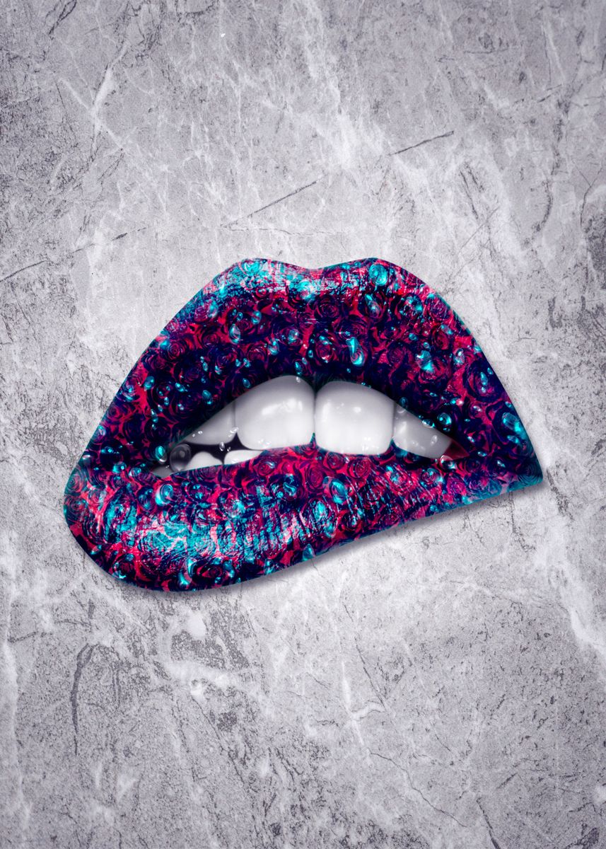'Blue Lips' Poster, picture, metal print, paint by max salkov | Displate