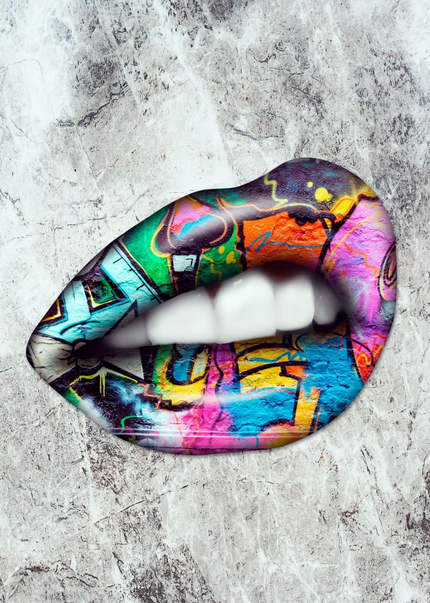'Graffity Lips' Poster, picture, metal print, paint by max salkov ...