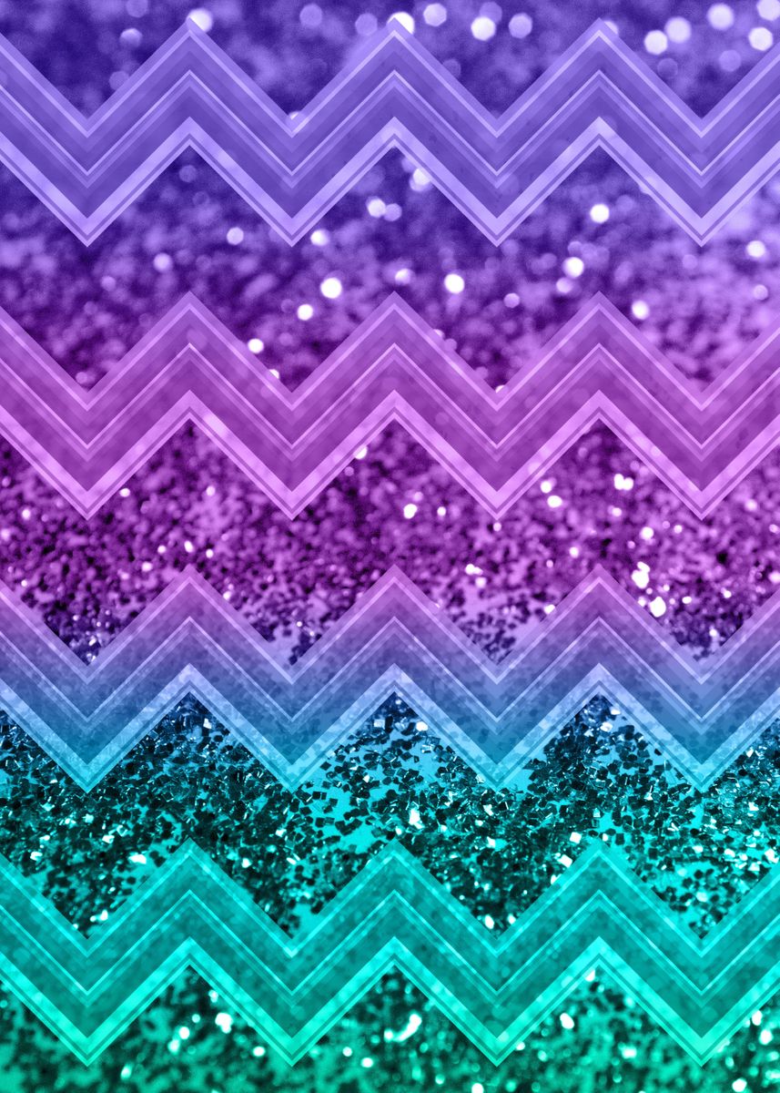 'Unicorn Glitter Chevron 3' Poster, picture, metal print, paint by ...