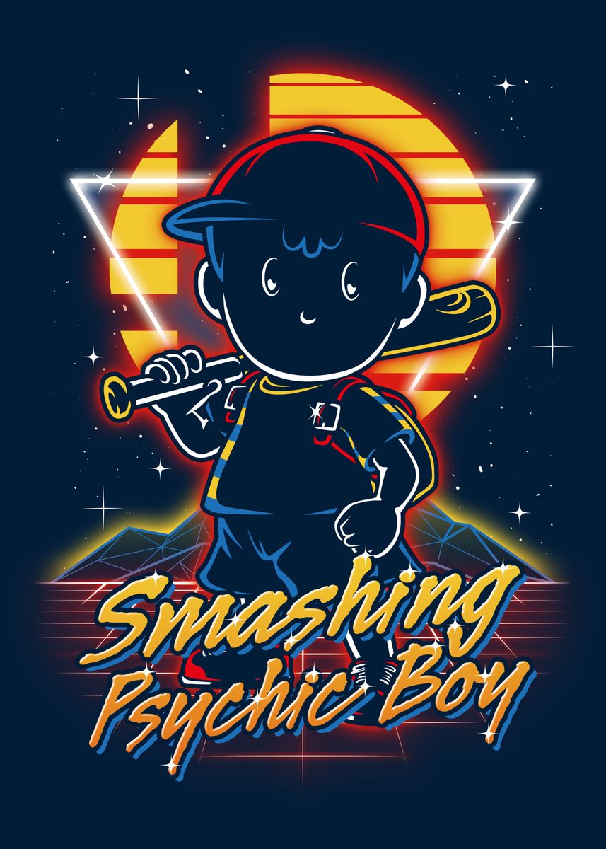 'Retro Smashing Psychic Boy' Poster, picture, metal print, paint by ...
