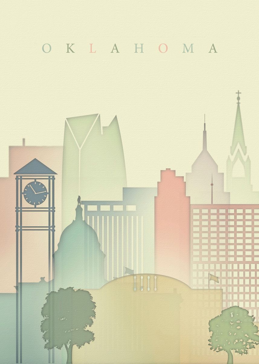 ' Oklahoma City Skyline' Poster, picture, metal print, paint by Dim ...