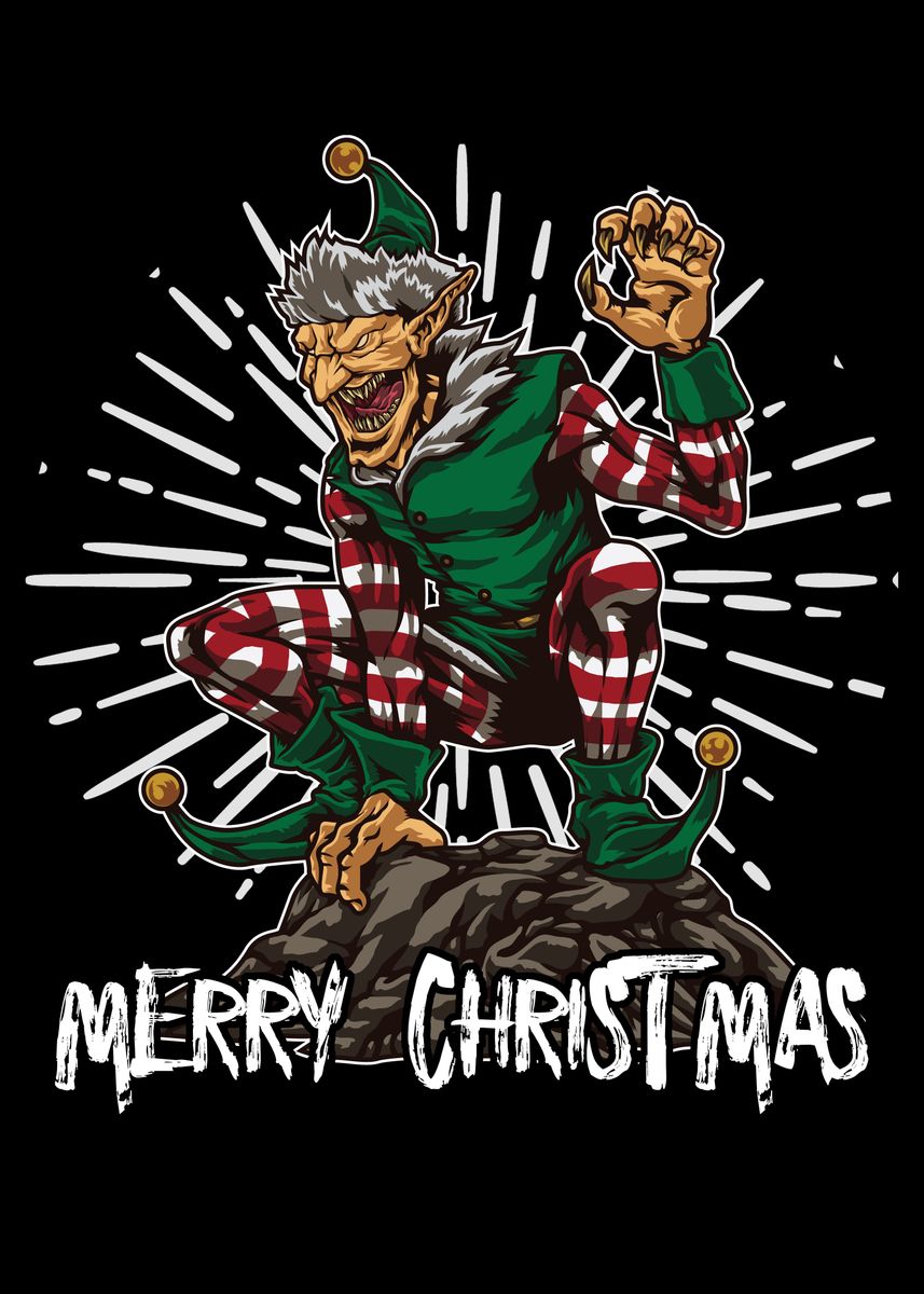'Evil Elf Hates Xmas' Poster, picture, metal print, paint by Anziehend ...