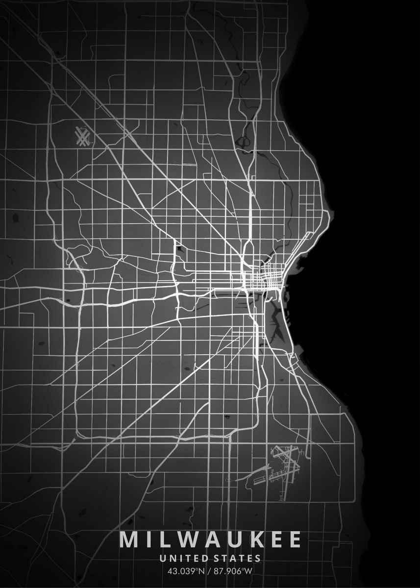 'Milwaukee Map Posters' Poster, picture, metal print, paint by Merah ...