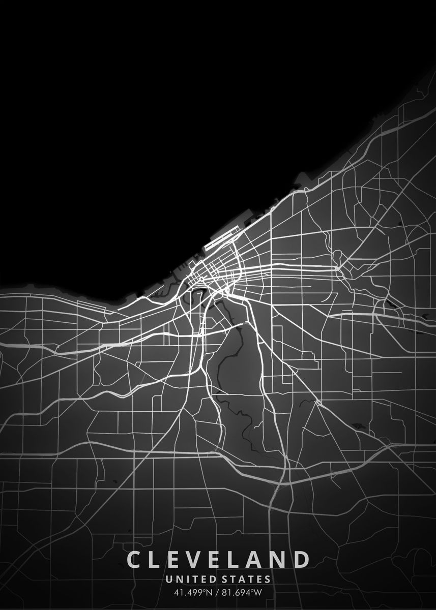 'Cleveland Map Posters' Poster, picture, metal print, paint by Merah ...