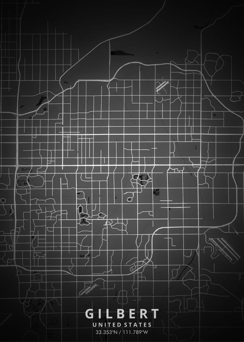'Gilbert Map Posters' Poster, picture, metal print, paint by Merah ...