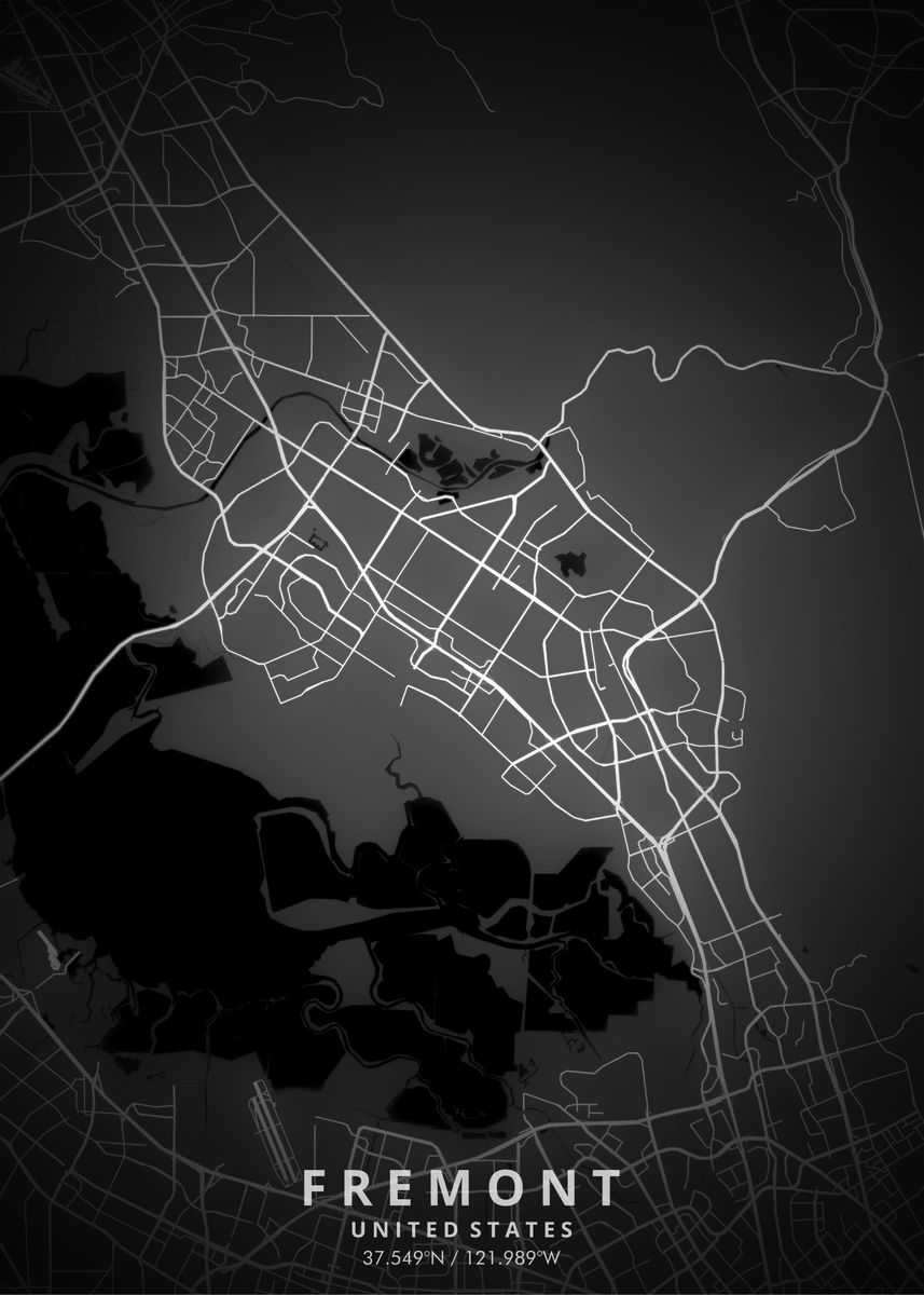 'Fremont Map Posters' Poster, picture, metal print, paint by Merah ...