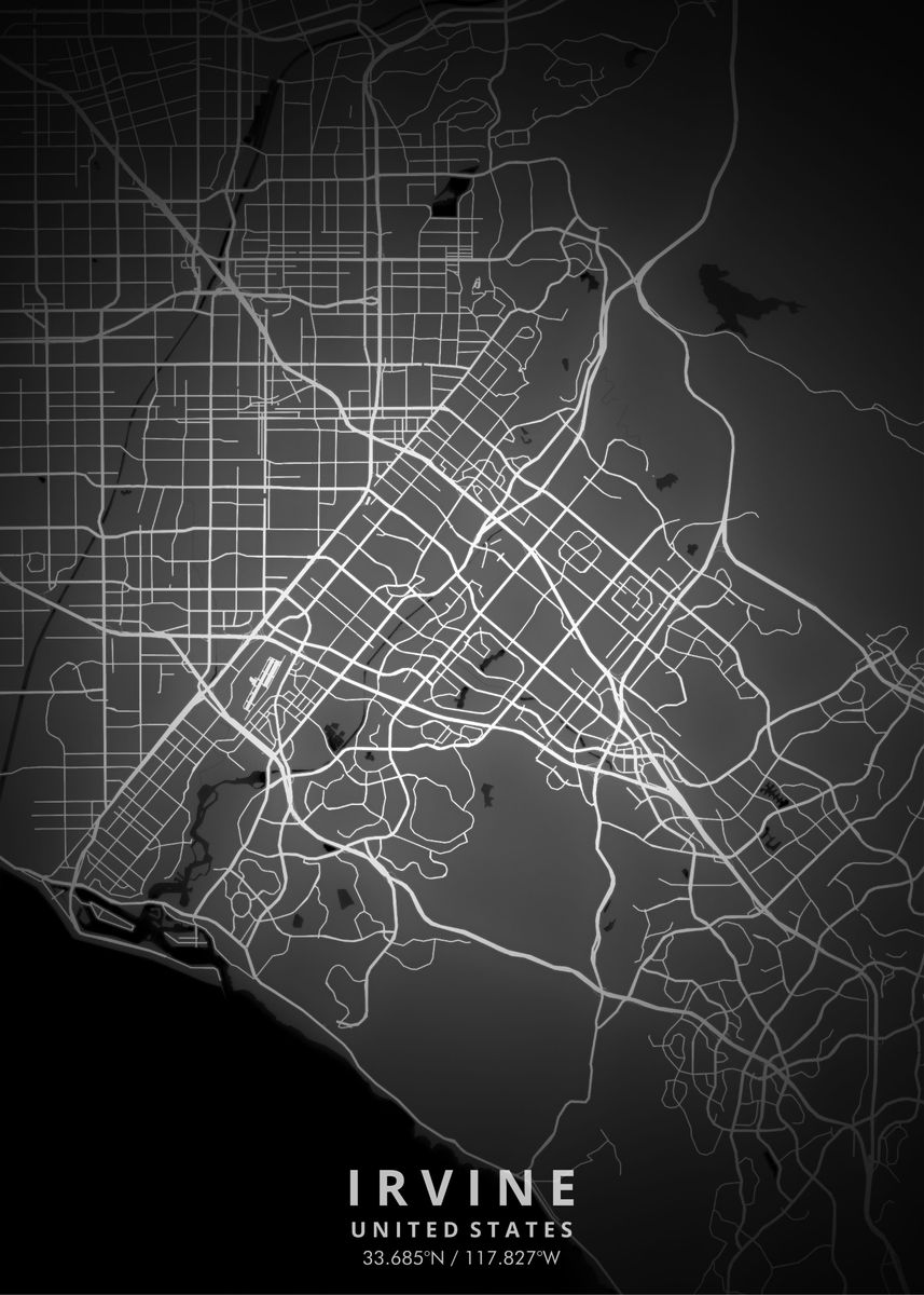 'Irvine Map Posters' Poster, picture, metal print, paint by Merah ...