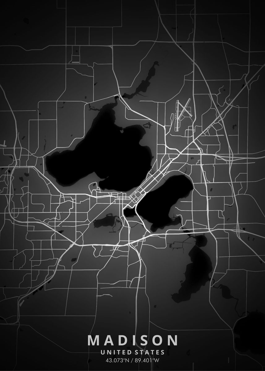 'Madison Map Posters' Poster, picture, metal print, paint by Merah ...