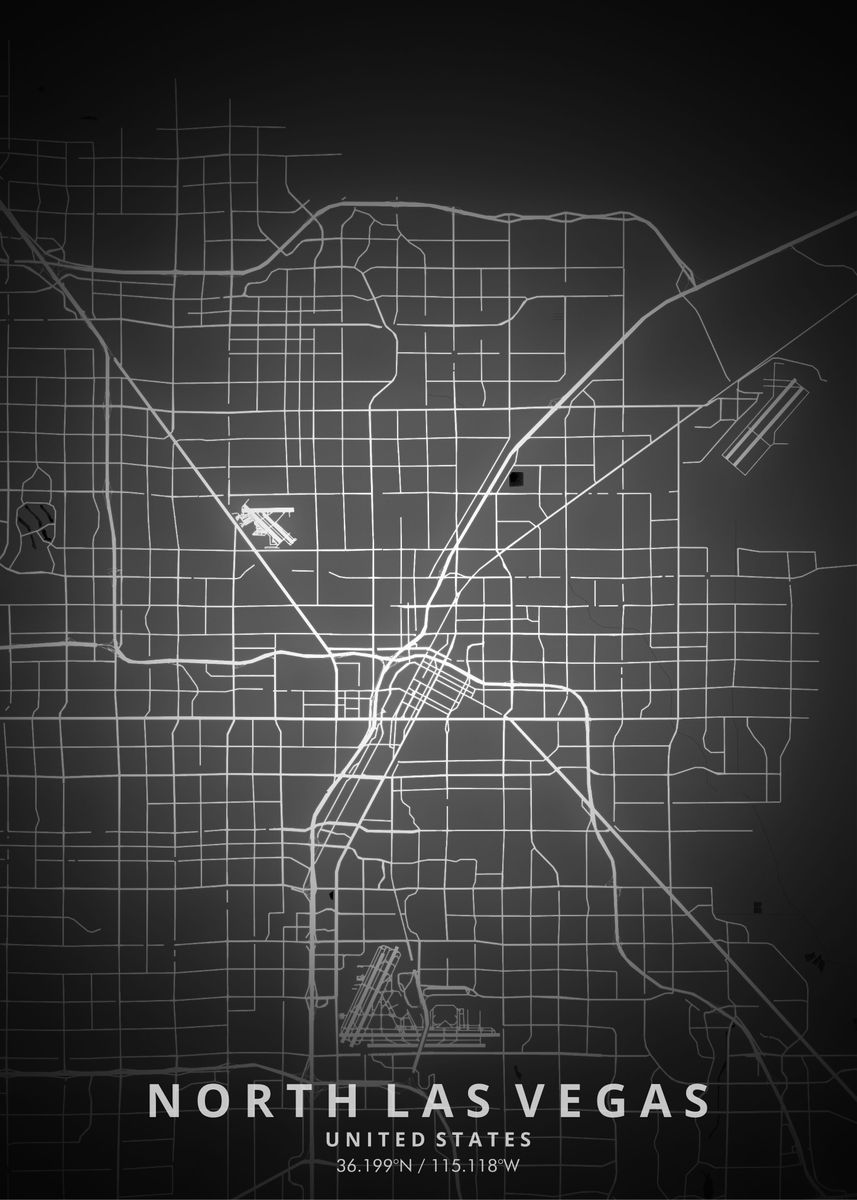 'North Las Vegas Map Poster' Poster by Merah Djoeang | Displate