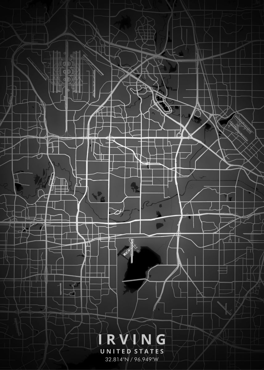 'Irving Map Posters' Poster, picture, metal print, paint by Merah ...