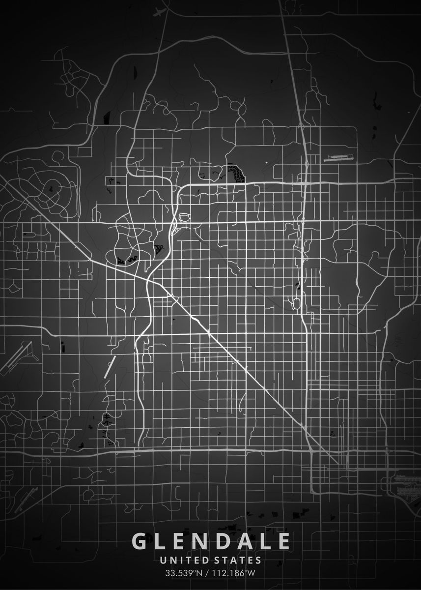 'Glendale Map Posters' Poster, picture, metal print, paint by Merah ...