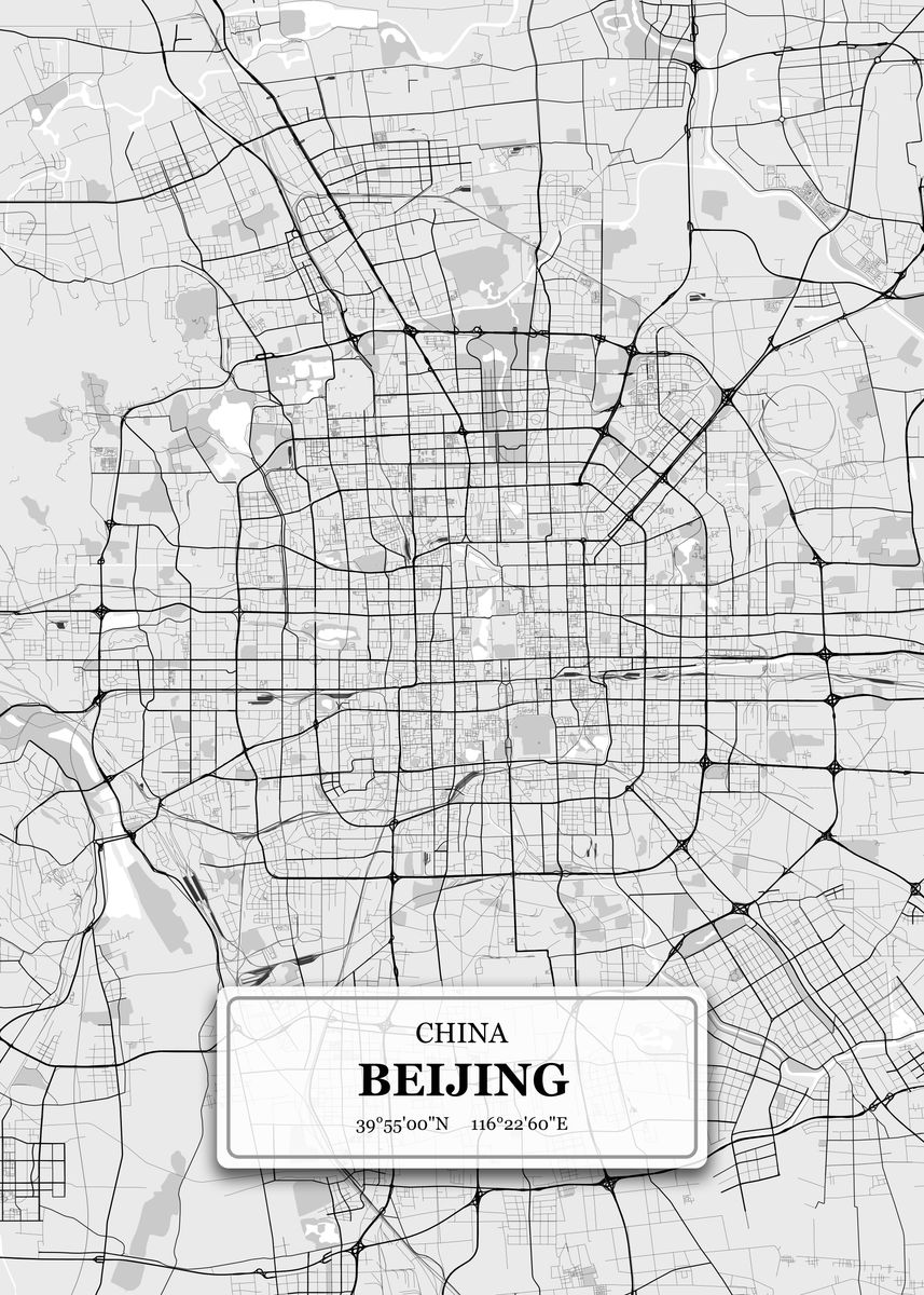 'Beijing China City Map' Poster, picture, metal print, paint by Dany ...