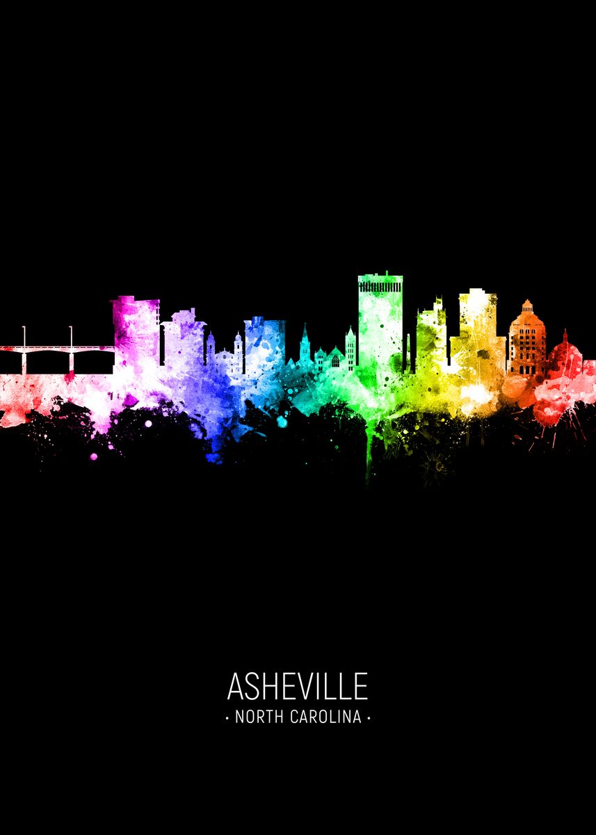 'Asheville Skyline' Poster, picture, metal print, paint by Michael ...