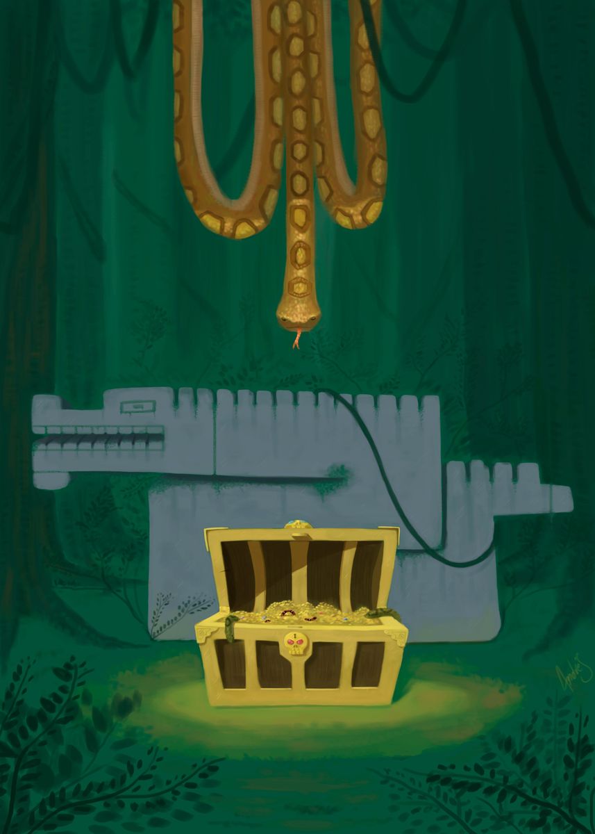 'Snake Treasure' Poster, picture, metal print, paint by MorpheusStudio ...