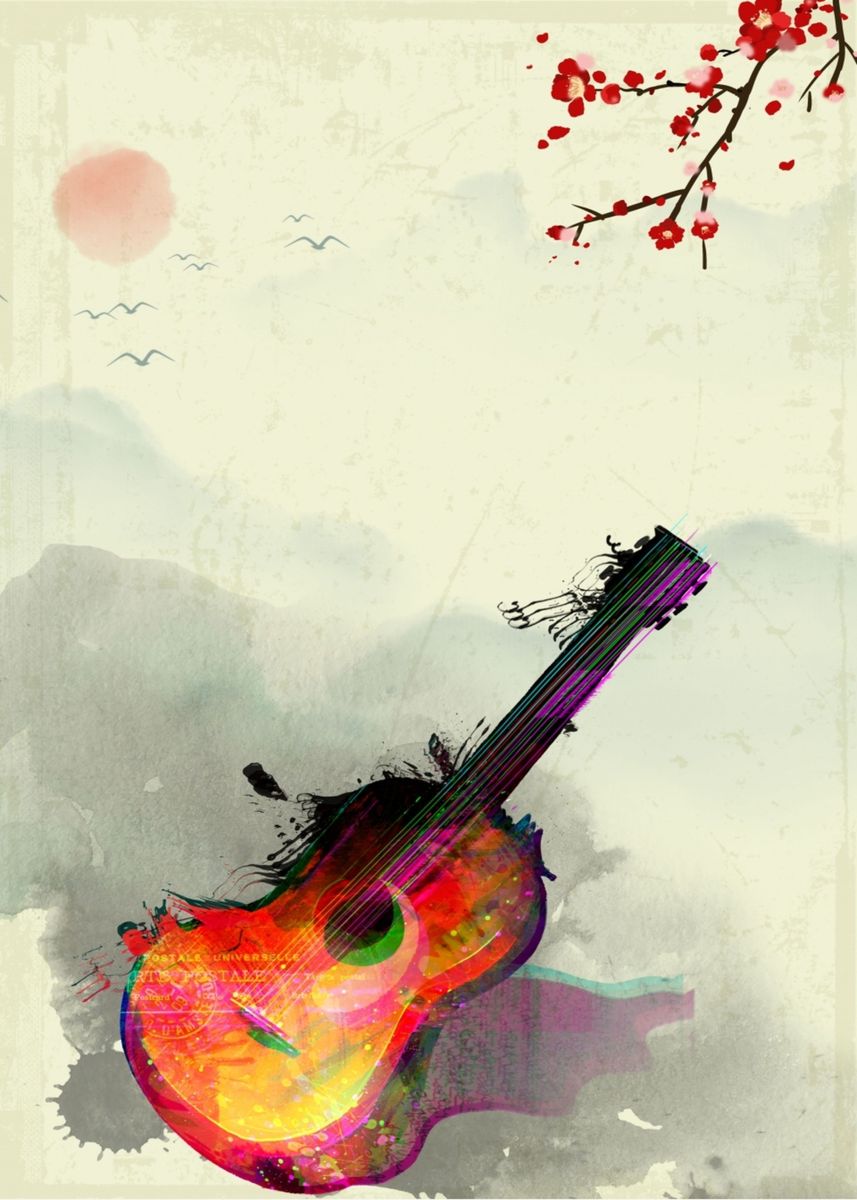 'Guitar Music abstract' Poster, picture, metal print, paint by Max Ronn ...