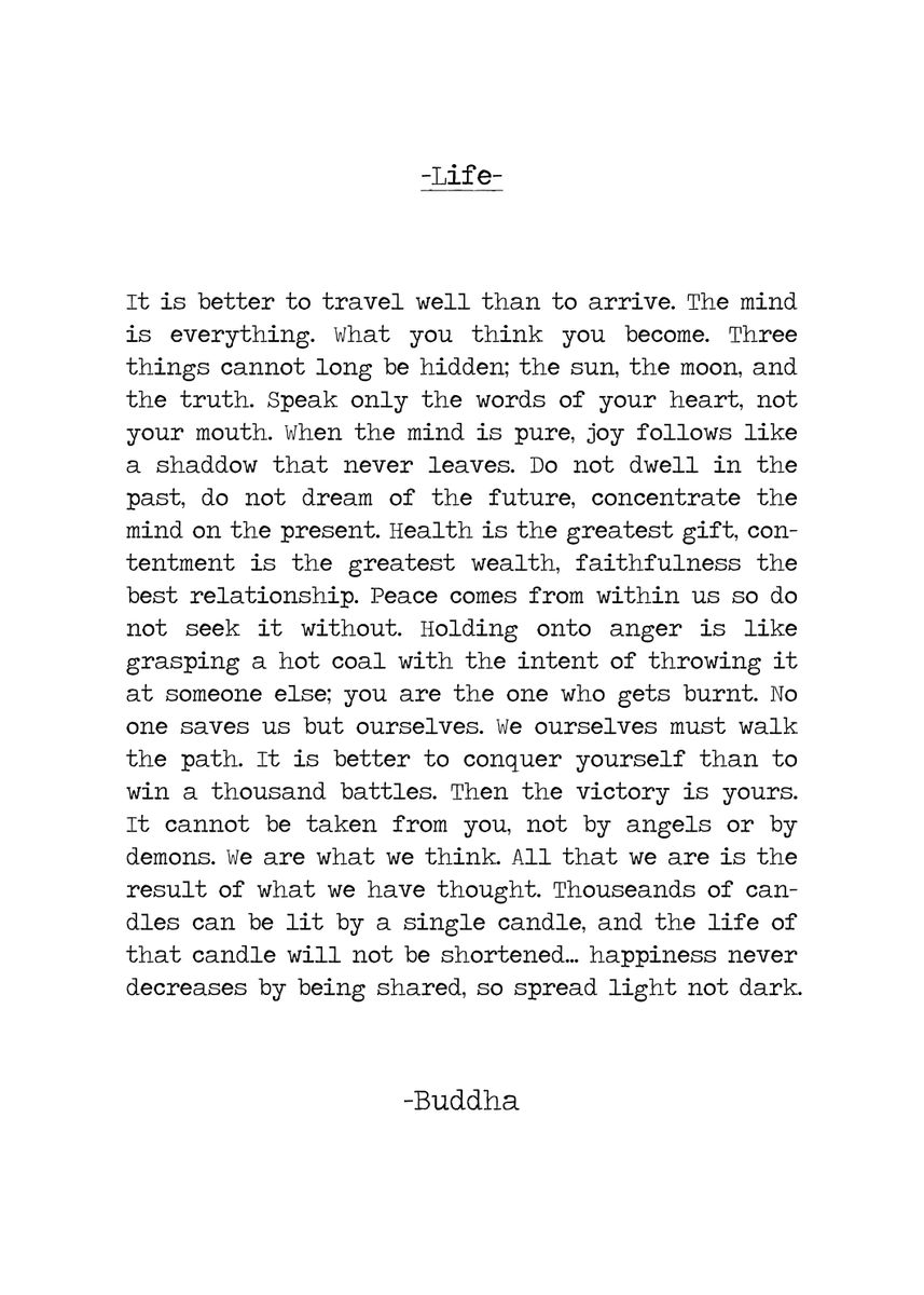 'Life according to Buddha' Poster, picture, metal print, paint by ...