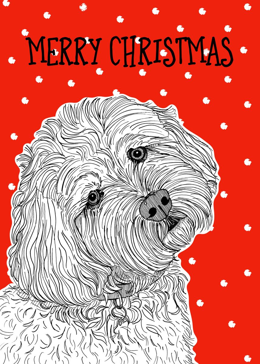 'Cockapoo Christmas Dog' Poster, picture, metal print, paint by Adam ...