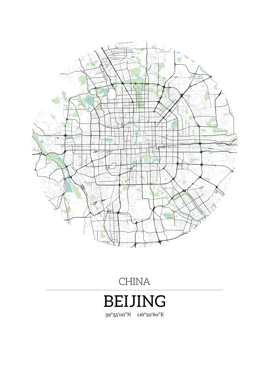 'Beijing China City Map' Poster, picture, metal print, paint by Dany ...