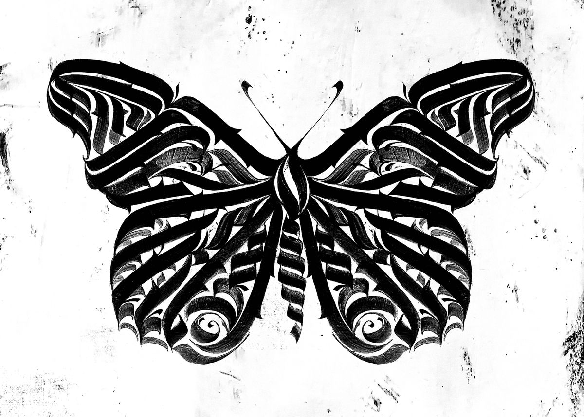 'Butterfly calligraphy' Poster by Inna Kuchuk | Displate
