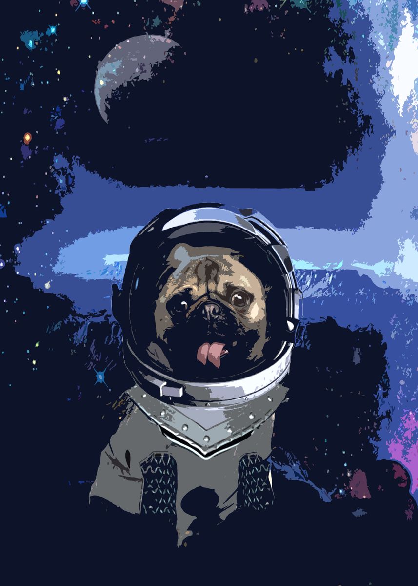 'Space Doggo' Poster, picture, metal print, paint by ANDRE MCKAY | Displate
