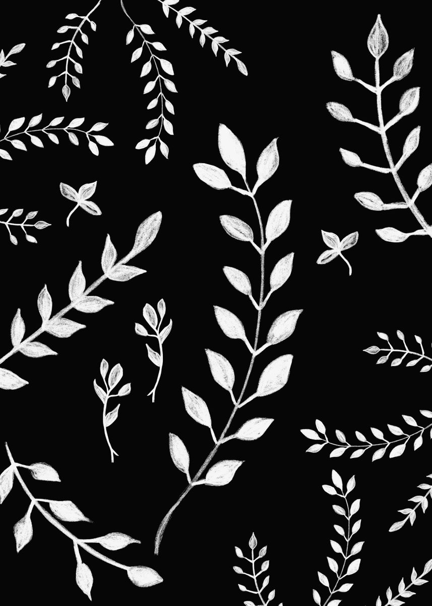 'White Leaves Pattern 3 ' Poster, picture, metal print, paint by Anita ...