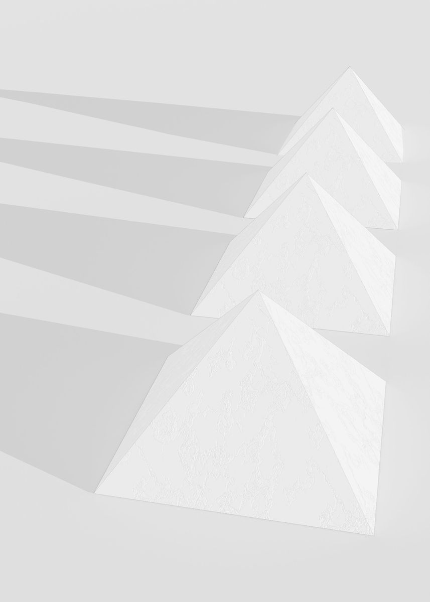 'White Minimal Pyramids' Poster, picture, metal print, paint by Ryan St ...