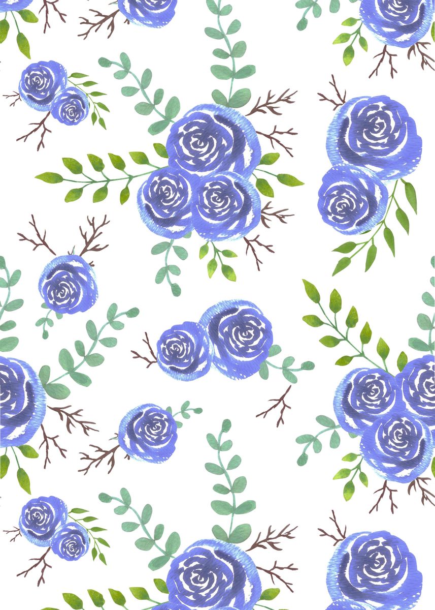 'Blue watercolor roses ' Poster, picture, metal print, paint by Shawlin ...