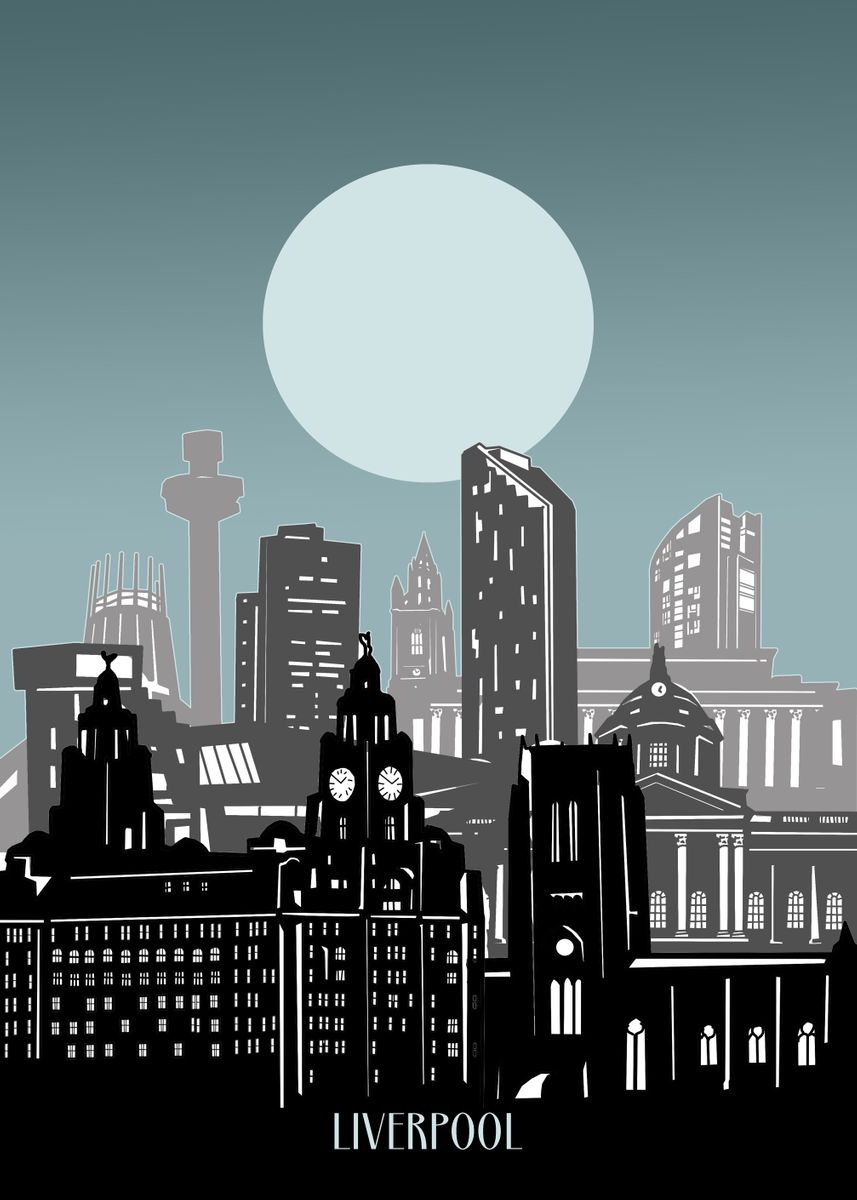 'liverpool city minimal' Poster, picture, metal print, paint by Bekim ...