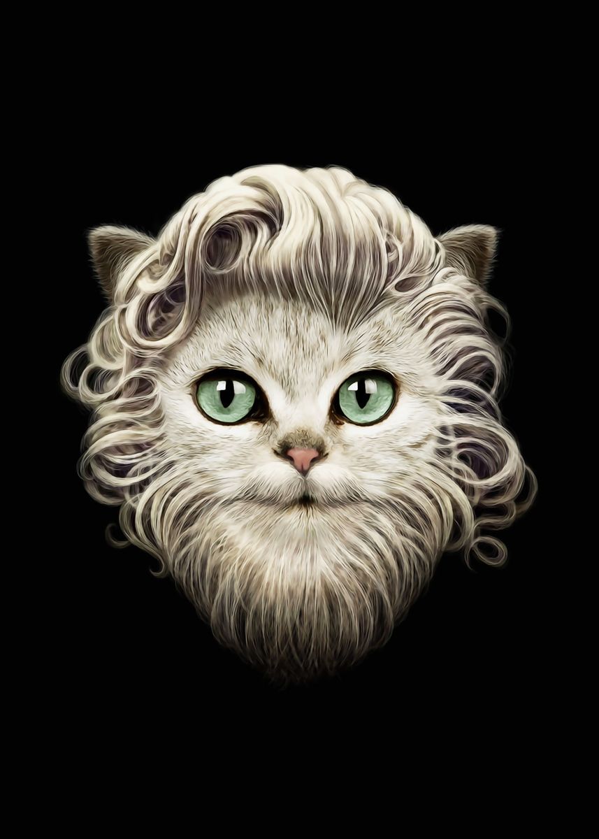'BEARDED CAT' Poster, picture, metal print, paint by adamlawless | Displate