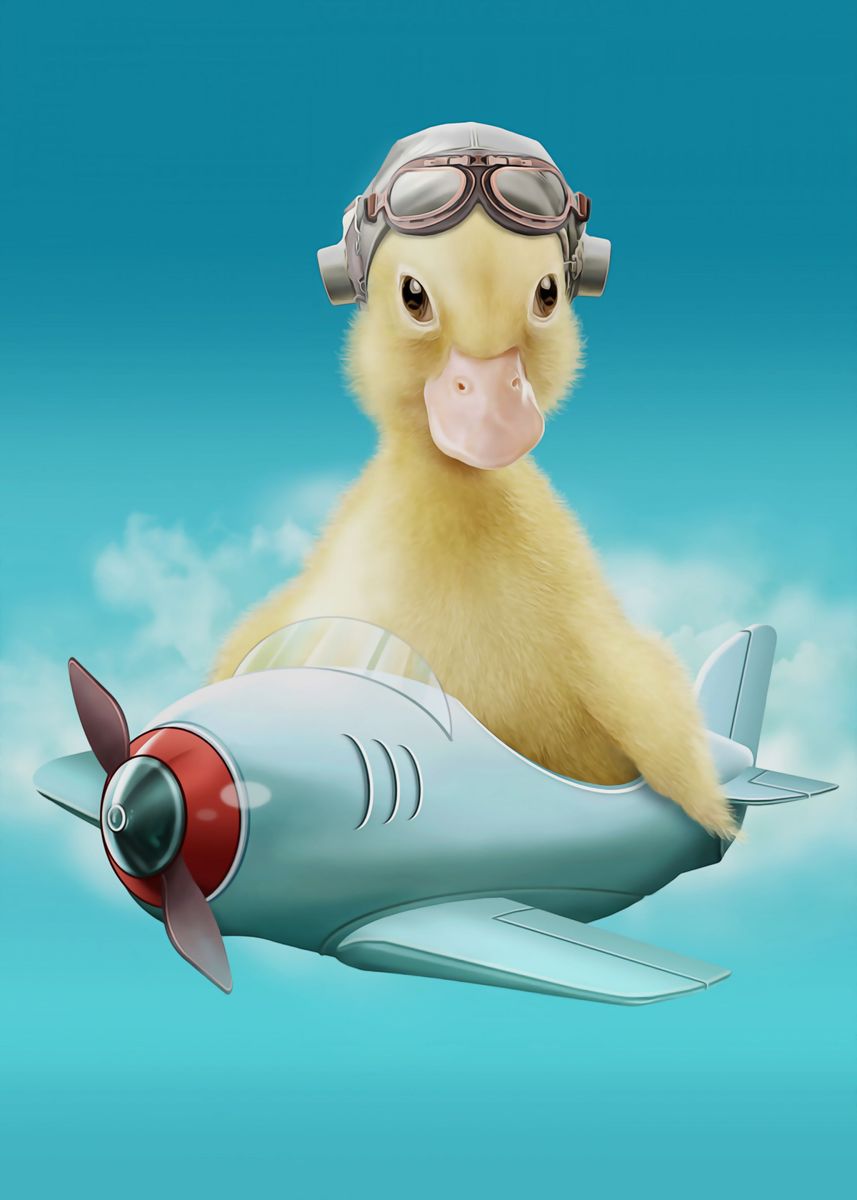'PILOT DUCK' Poster, picture, metal print, paint by adamlawless | Displate