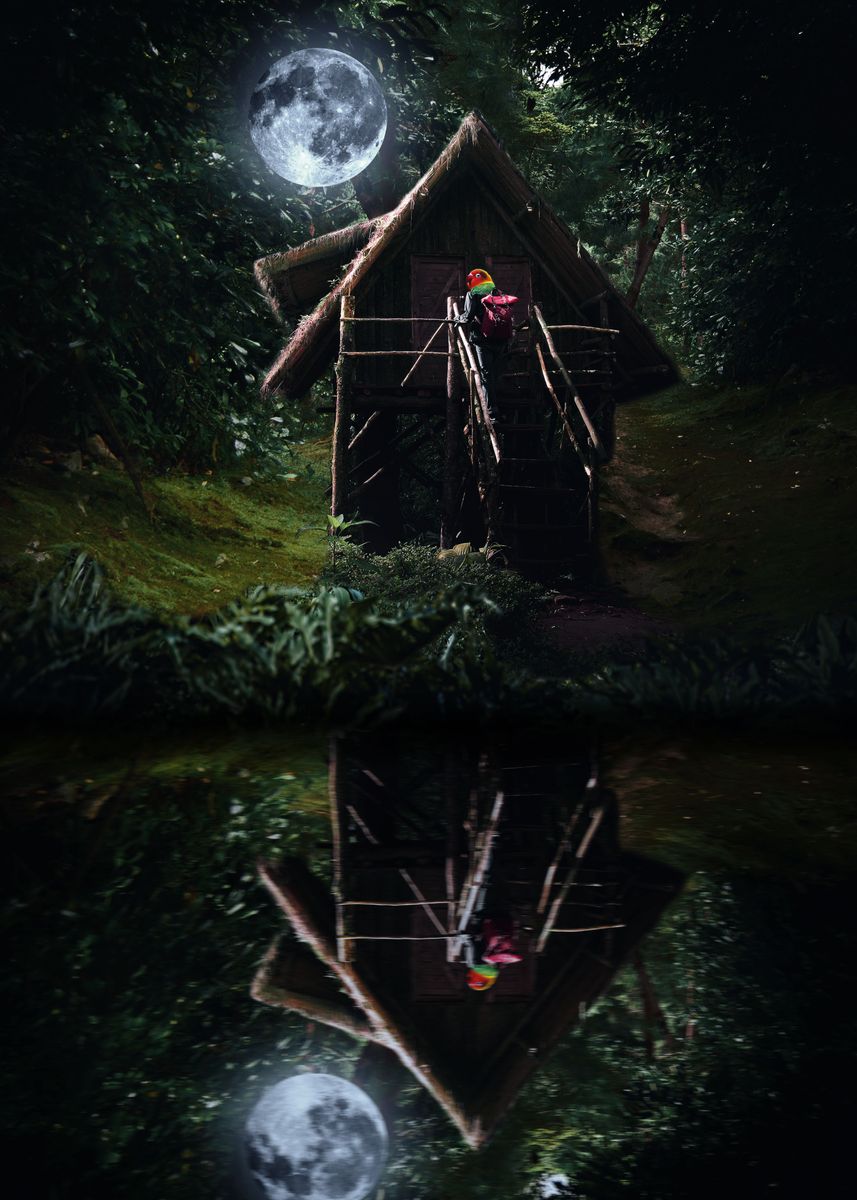 'Low moon' Poster, picture, metal print, paint by Kavan Siridemuni ...