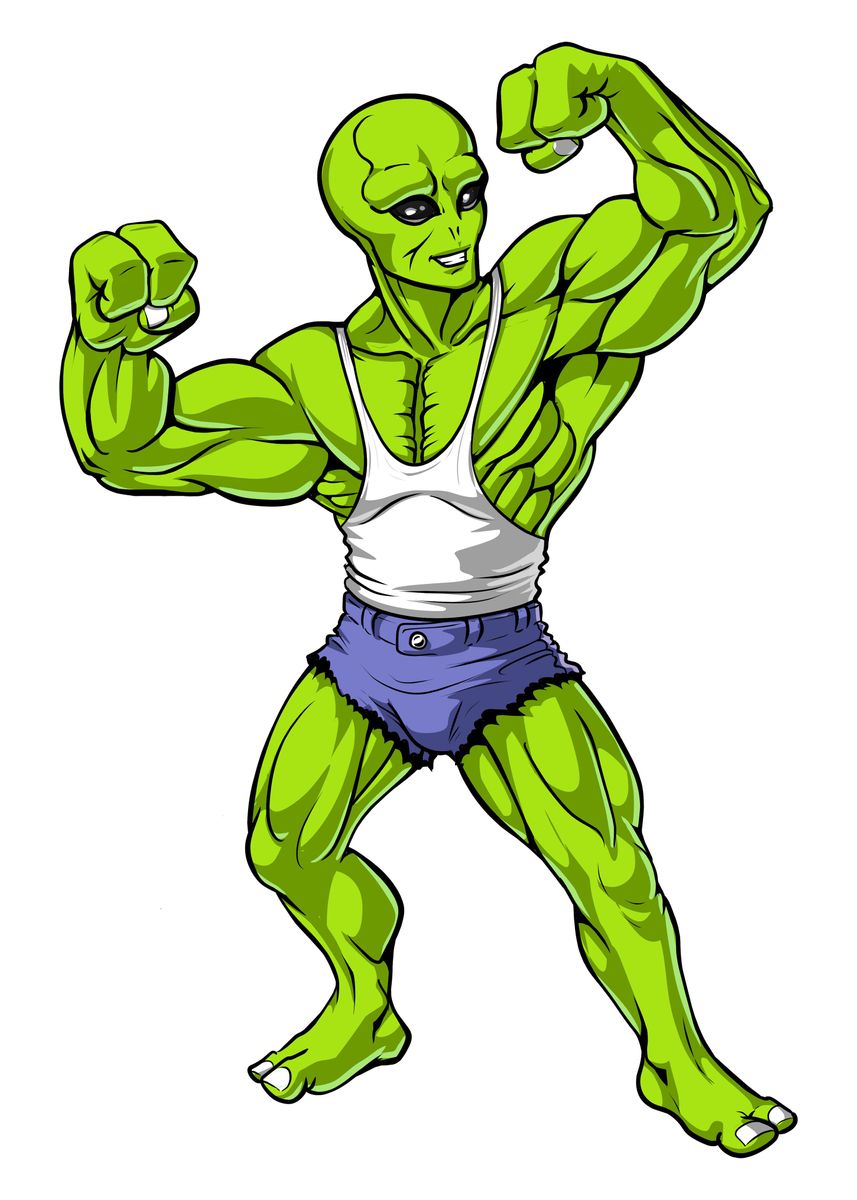 'Space Alien Bodybuilder' Poster, picture, metal print, paint by ...