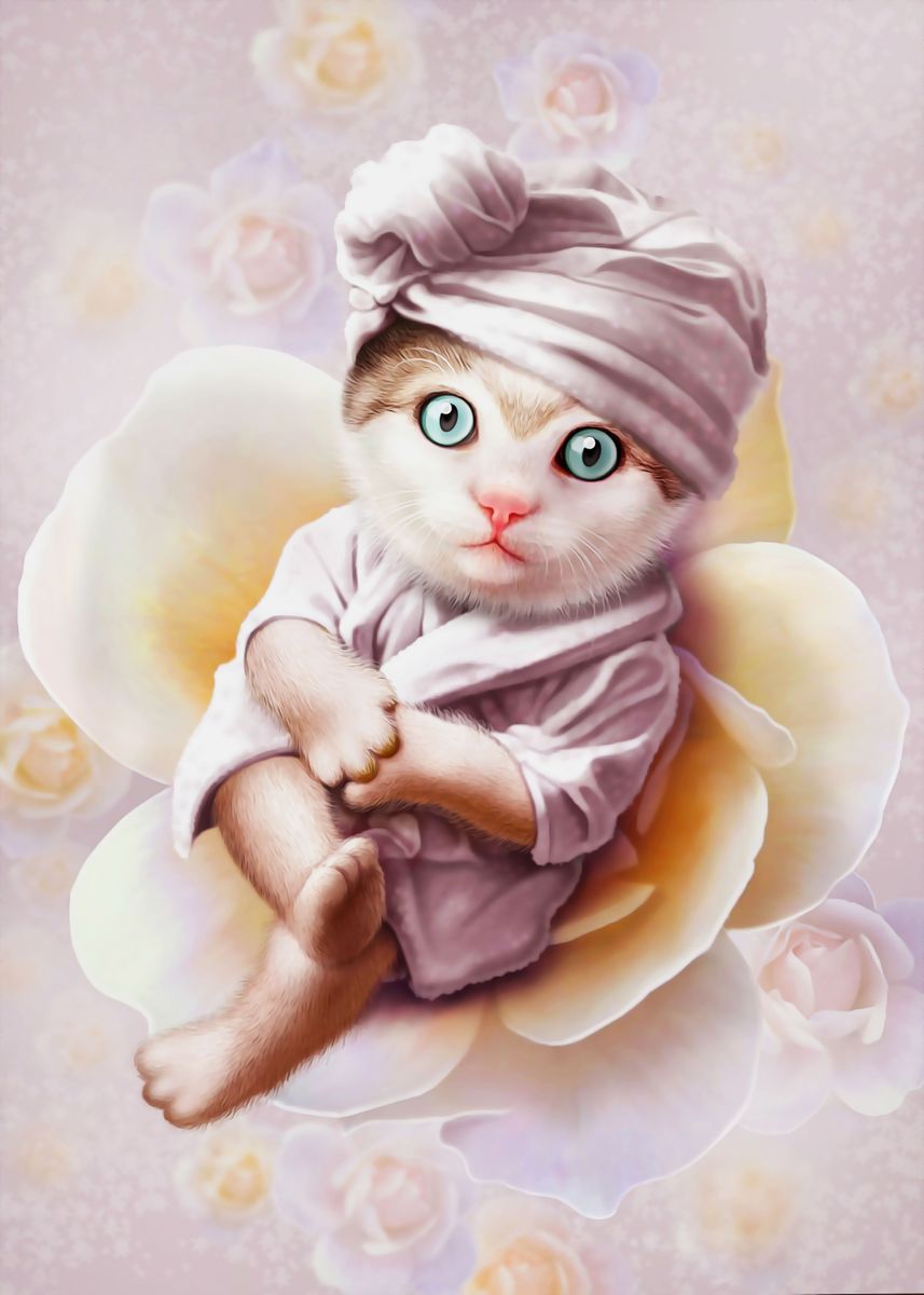 'CAT SPA' Poster, picture, metal print, paint by adamlawless | Displate